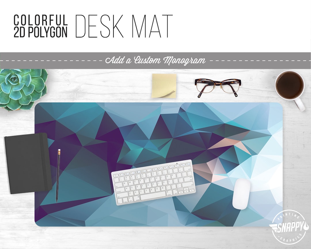 Low Poly 2D Print Desk Mat W/ Custom Monogram - 3 Sizes - High Quality ...