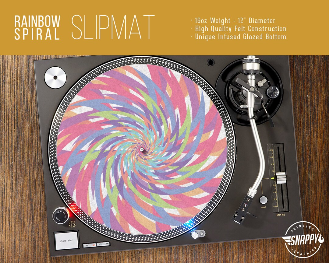 Rainbow Spiral Turntable Slipmat – 12" Felt DJ Mat - Etsy