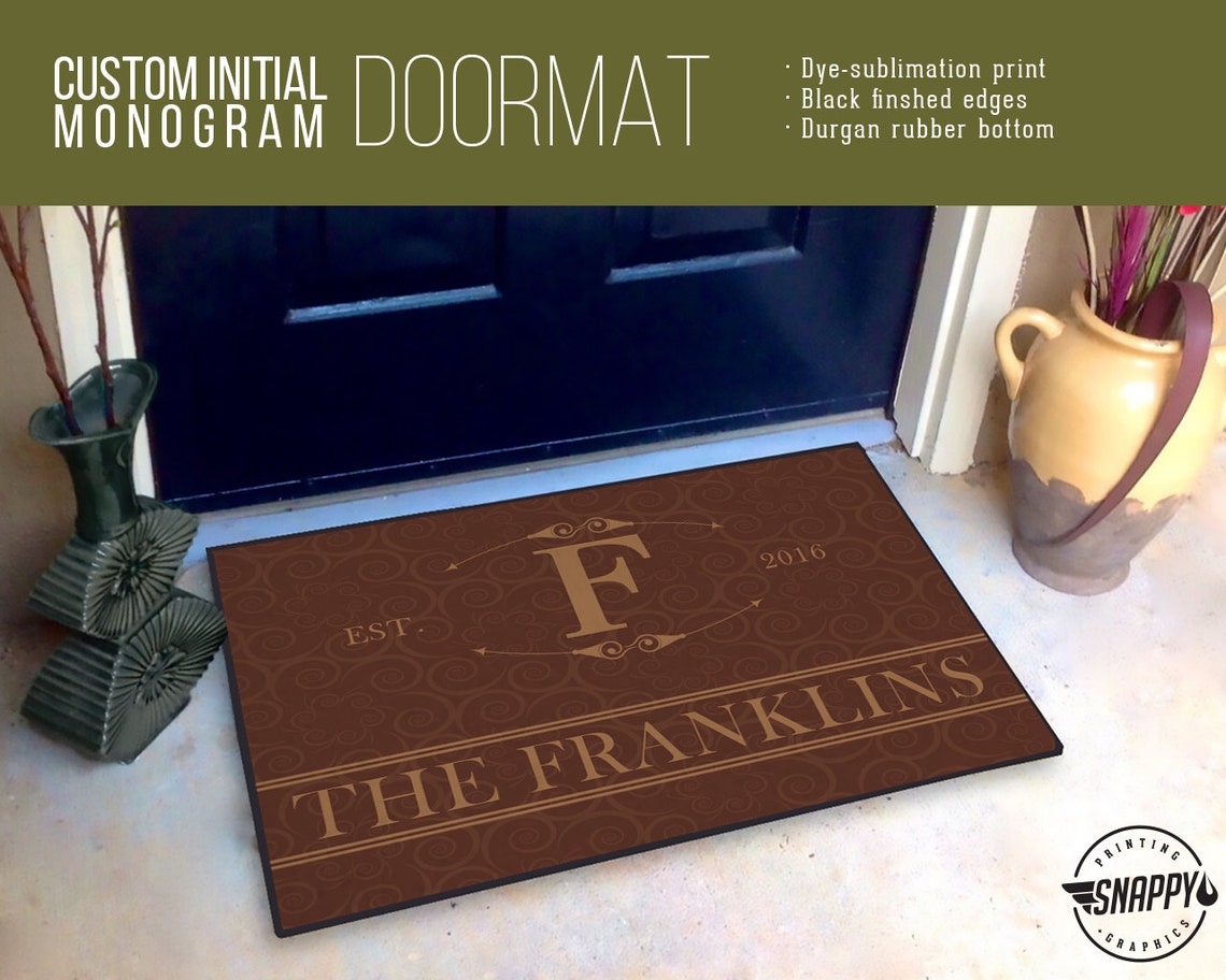 Family Initial Monogram Welcome Mat/doormat/rug 2 Sizes | Etsy