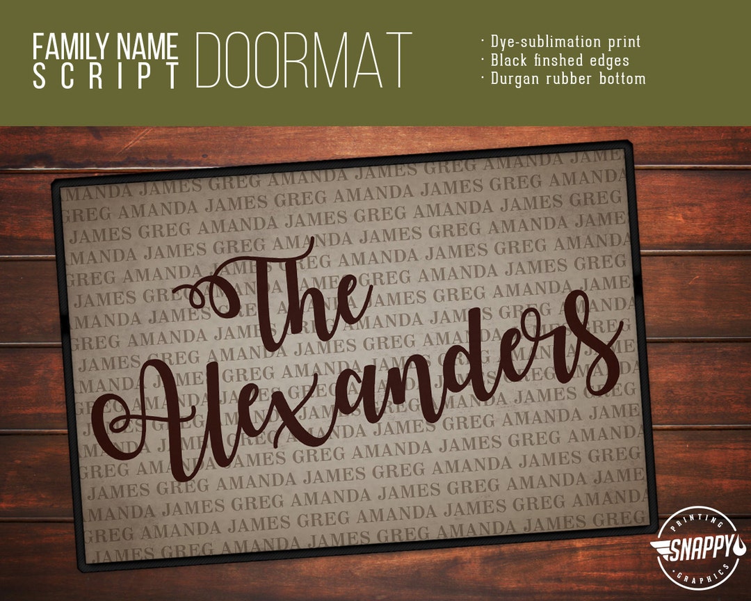 Family Name W/ Name in Background - Welcome Mat/doormat/rug - 24" X 36 ...