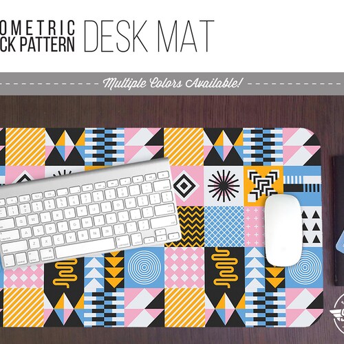 Memphis Pattern Desk Mat W/ Custom Monogram 2 Sizes High - Etsy