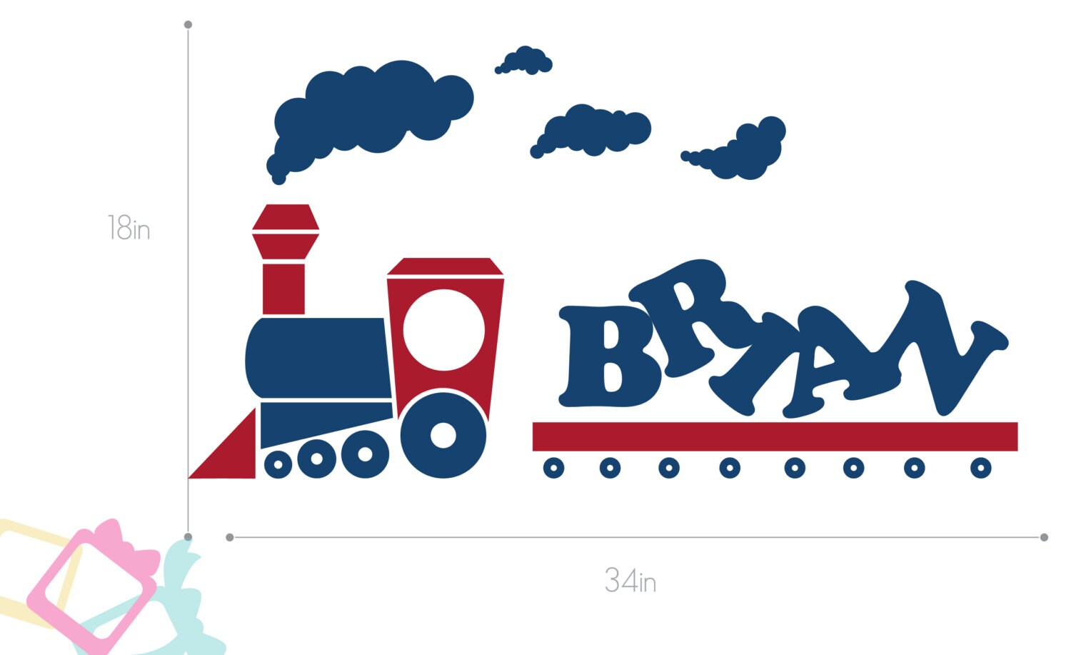 Personalized Toy Train Wall Decal - Custom Name for Boy - Etsy