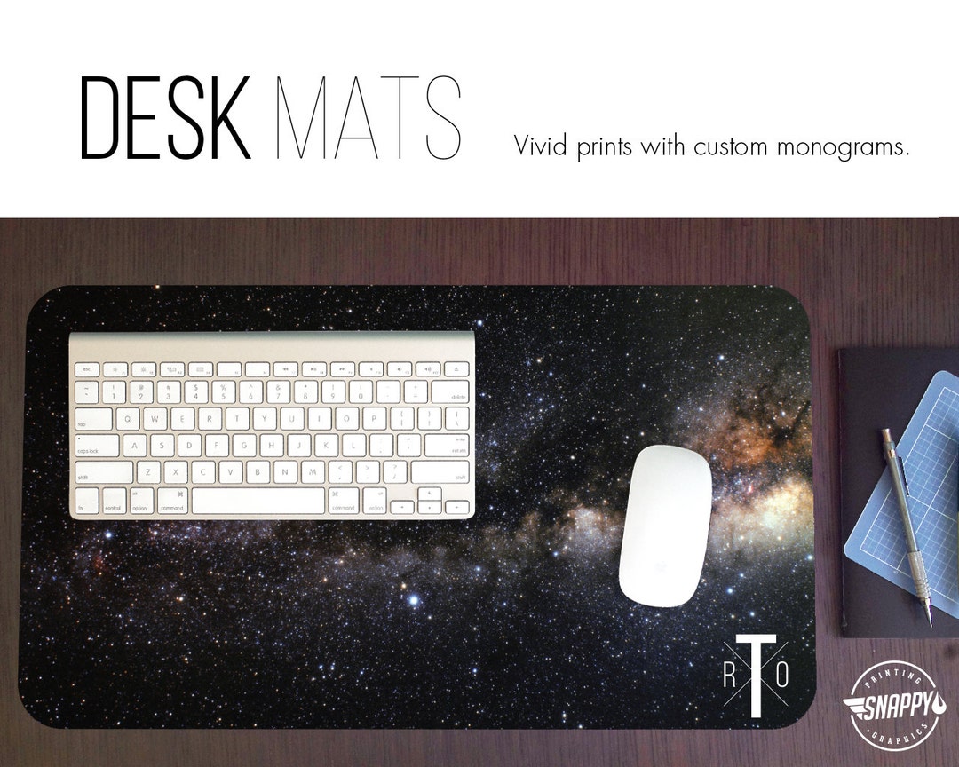 Space Print Desk Mat With Custom Monogram - Fade Proof - Etsy