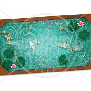 Koi Pond Desk Mat - High Quality Digital Print - Japanese Zen Fish ...