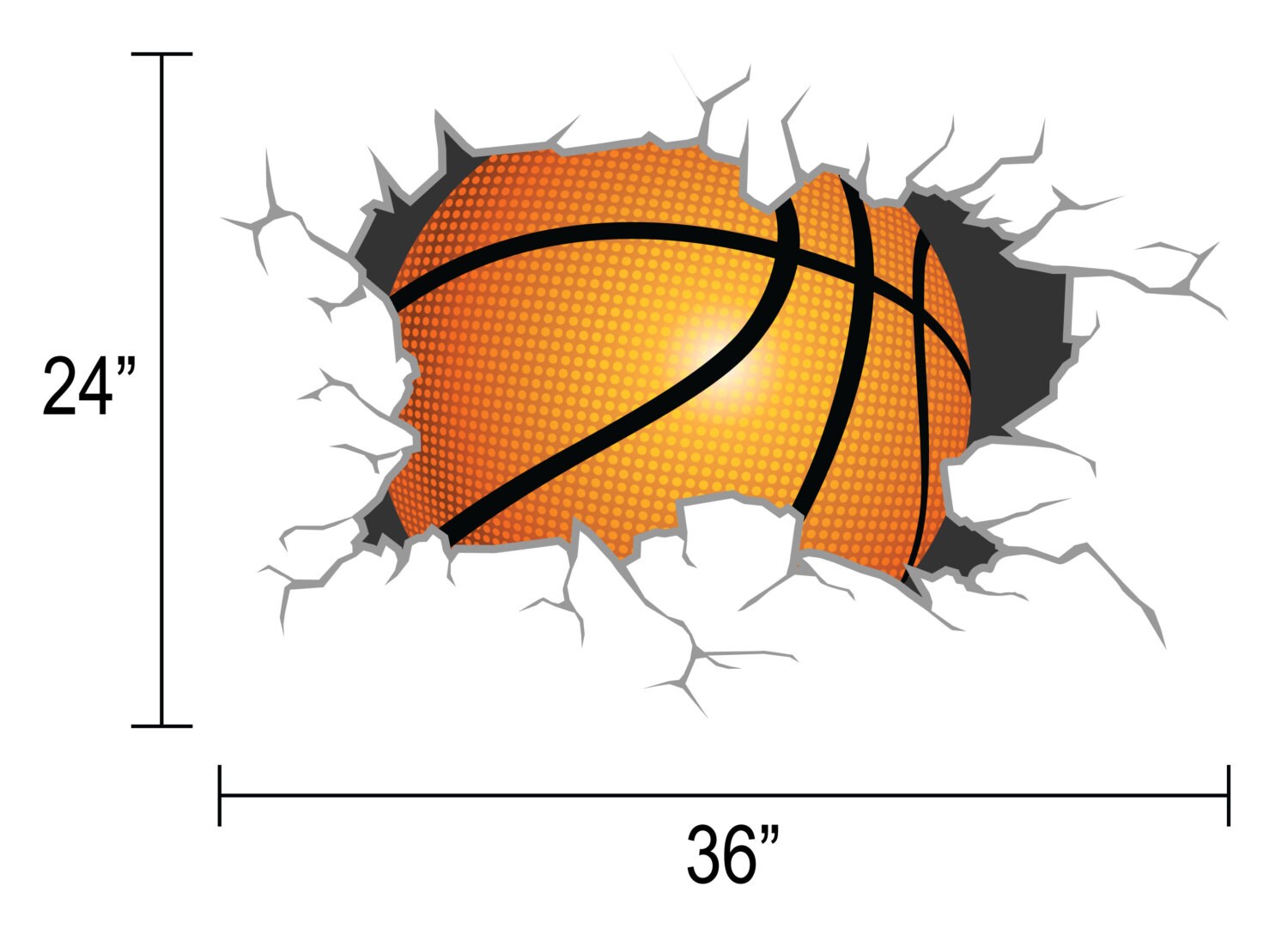Basketball Breaking Through Wall Decal, Boys Room Decor (removable) - Etsy