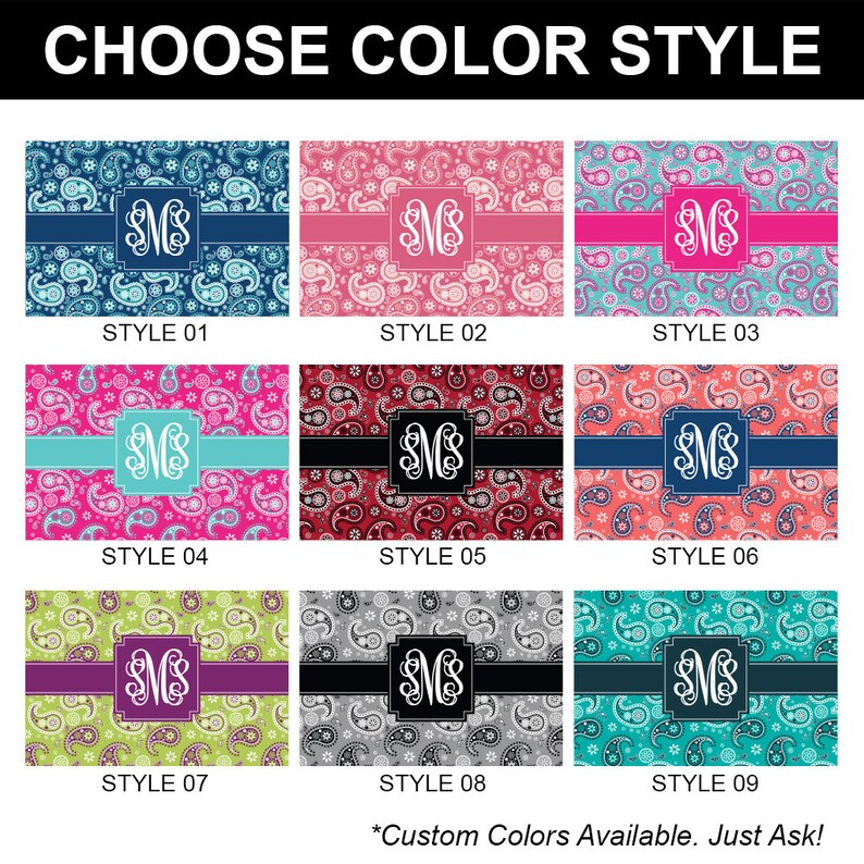 Paisley Monogram Welcome Mat - Custom Personalized Initials Floor ...