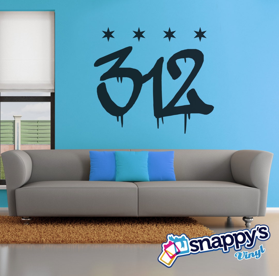 312 Chicago Stars Graffiti Typography - Custom Vinyl Wall Decal ...
