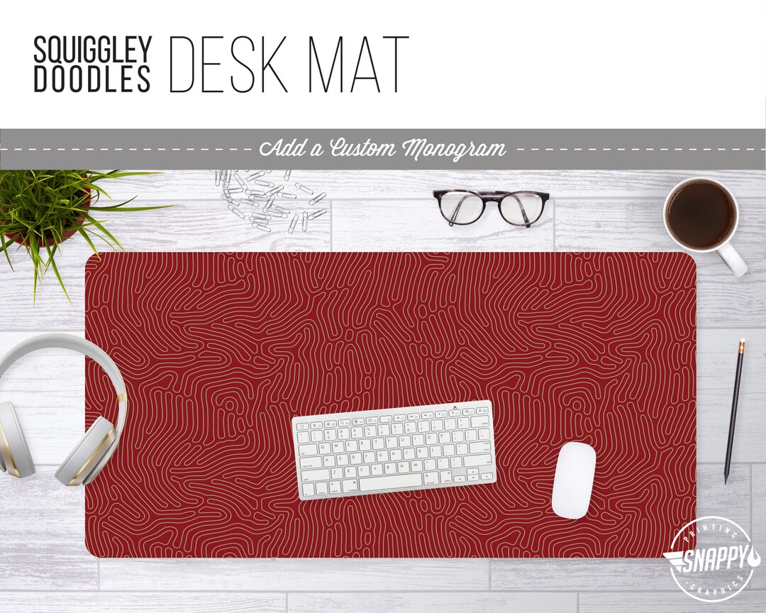Squiggle Doodle Outline Red Pattern Print W/ Custom Monogram - 3 Sizes ...