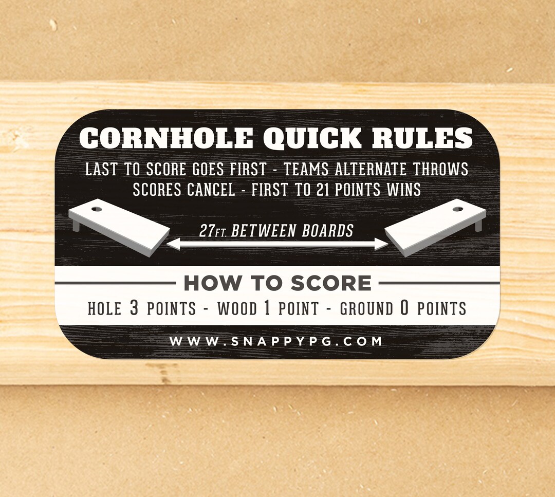 Cornhole Quick Reference Rules Sticker - Set of 2 - Bag Toss Game ...