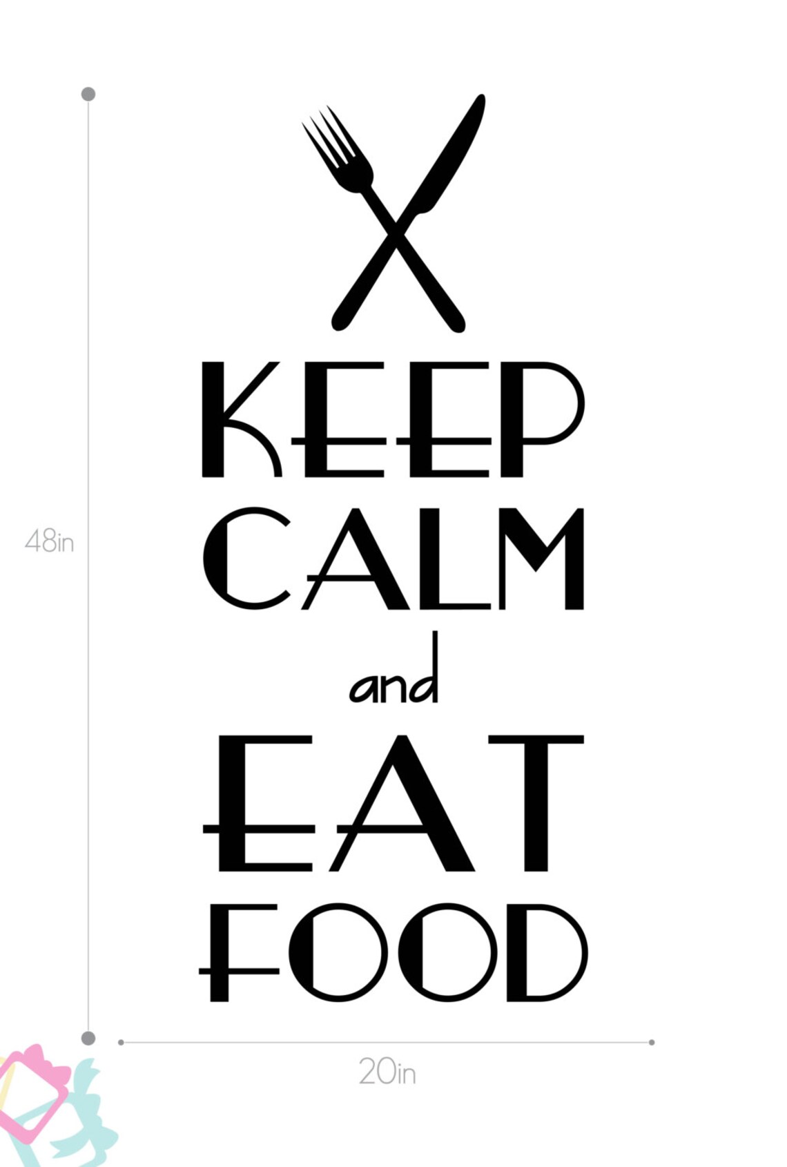 Keep Calm and Eat Food Wall Decal - Custom Kitchen Decor - Etsy
