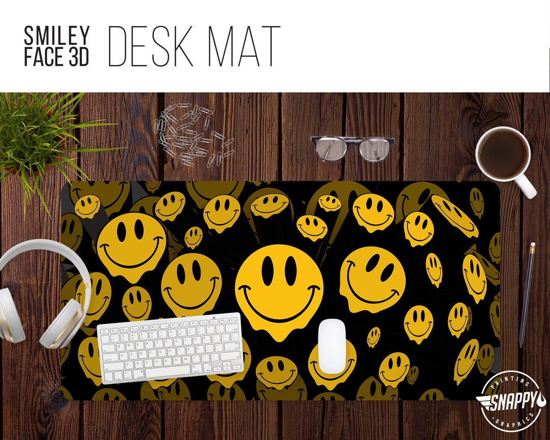 Melting Smiley Face Pattern Desk Mat - Makeup Mat- Large Mousepad - 3 ...