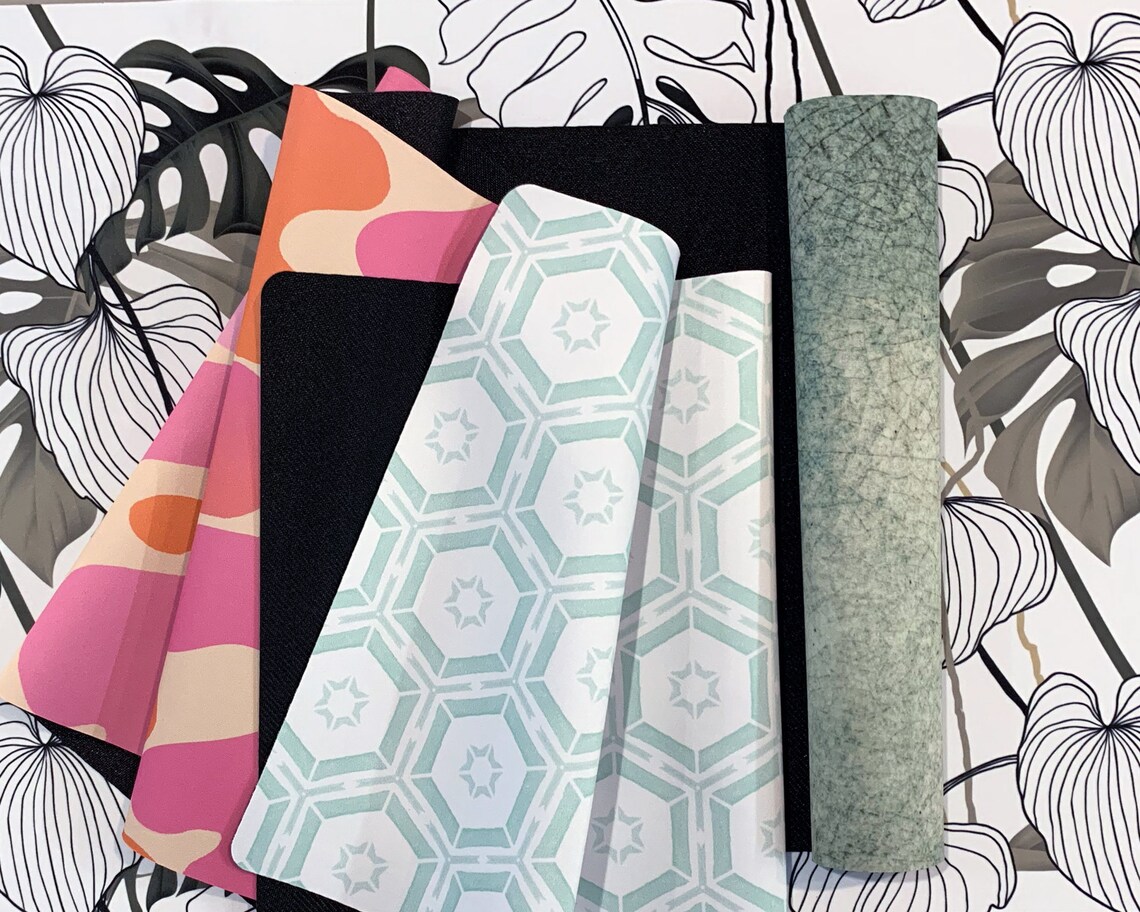 Geometric Floral Pattern Desk Mat W/ Custom Monogram 3 Sizes - Etsy