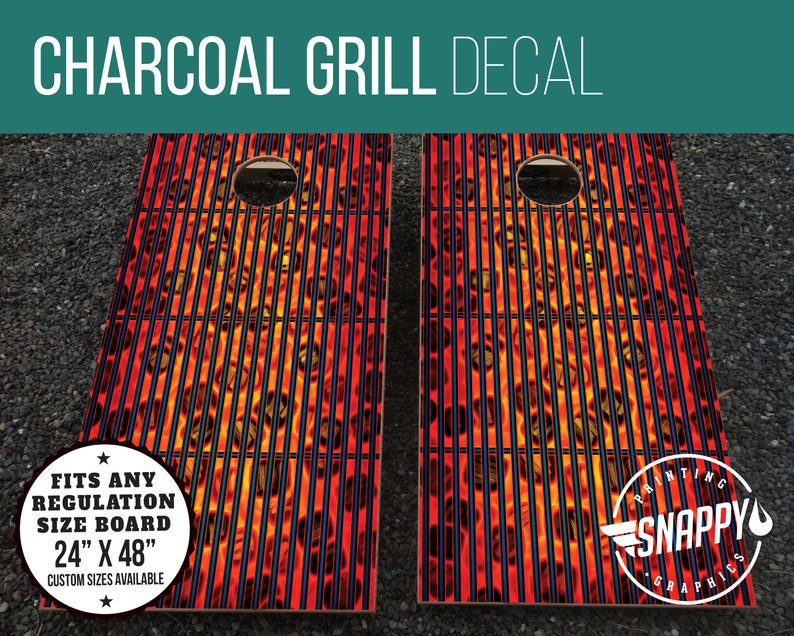 Charcoal Grill - BBQ - Cornhole Decals - Bags - Vinyl Decal Board Wraps ...