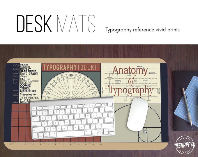 Typography Toolkit Desk Mat/extended Mousepad 12 X 22 Multiple Colors ...