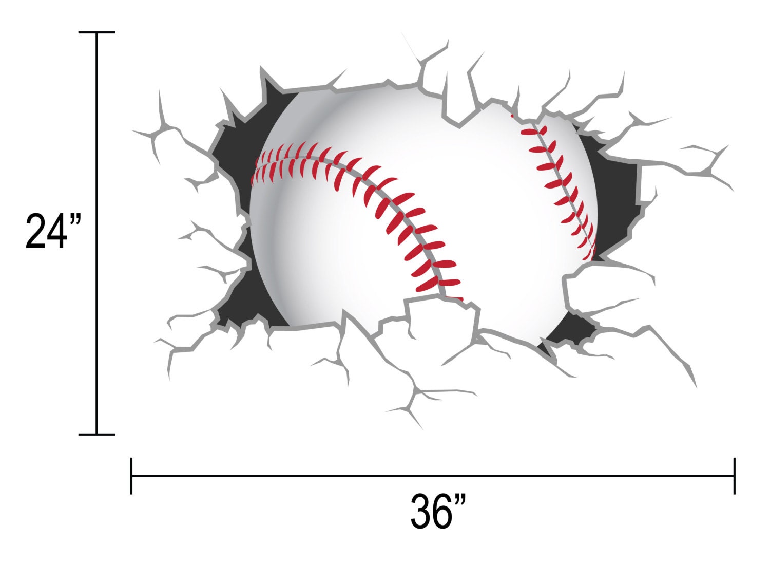 Baseball Breaking Through Bursting Shattering the Wall Decal - Etsy UK