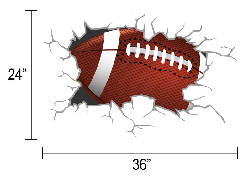 Football Breaking Through Bursting Shattering the Wall Decal - Etsy