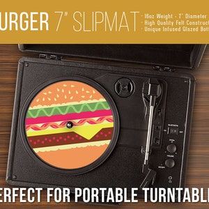 Burger Turntable 7 Inch Slipmat - Portable Record Player DJ Pad - 16oz ...