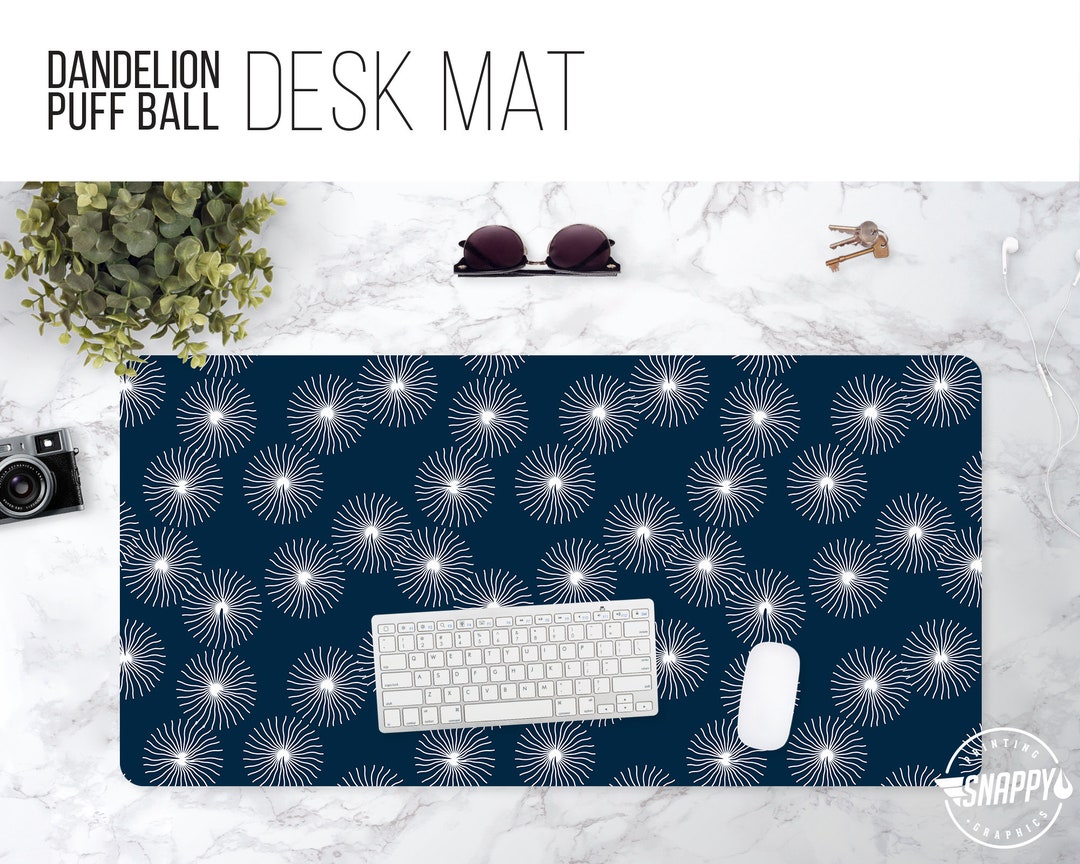 Dandelion Puff Ball Navy Blue Desk Mat - Makeup Mat- Large Mousepad - 3 ...