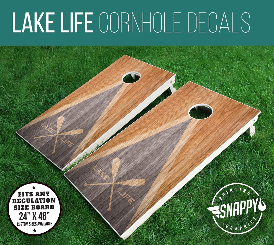 Lake Life - Cornhole Decals - Bags - Original Faux Wood Design - Vinyl ...