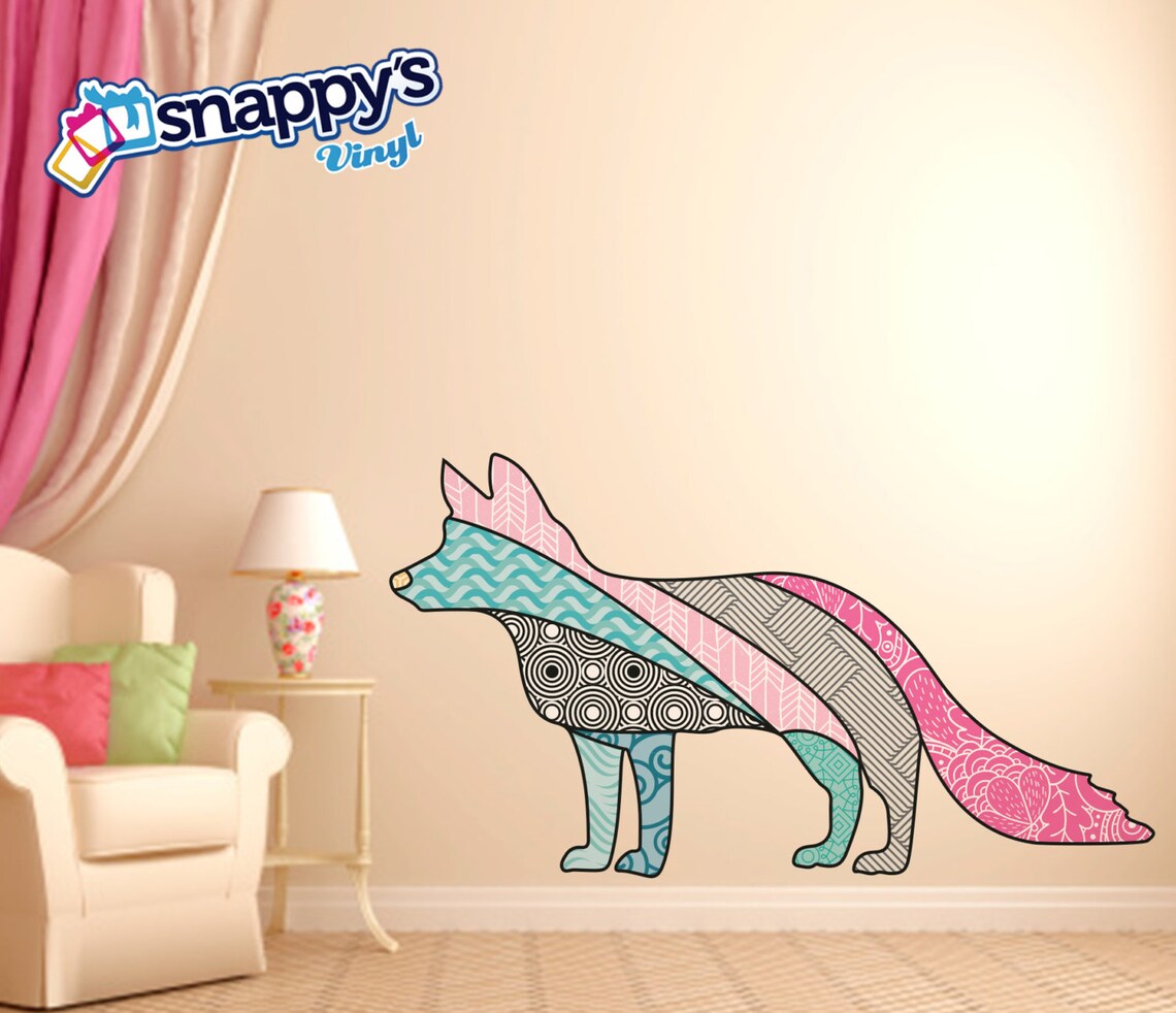 Geometric Fox Pattern Custom Vinyl Wall Art Decal Decor | Etsy