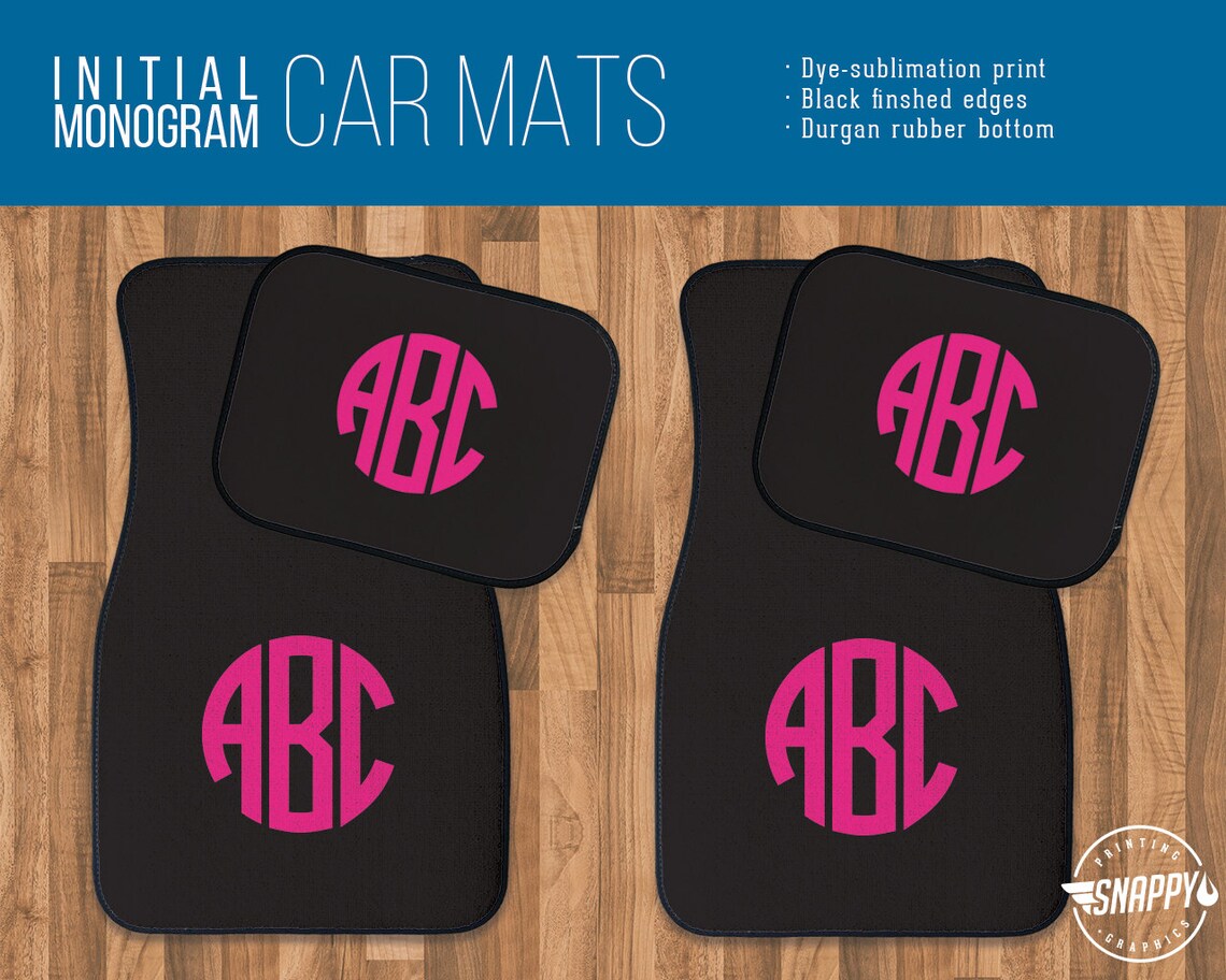 Circle Monogram Car Mats - Custom Initial Car Decor - Etsy