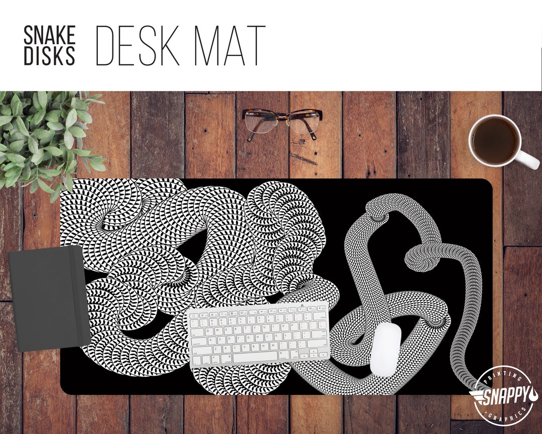 Snake Disk Pattern Black and White Desk Mat - Makeup Mat- Large ...