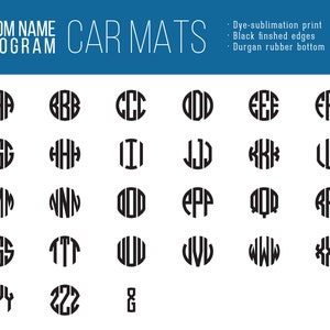 Circle Monogram Car Mats - Custom Initial Car Decor - Etsy