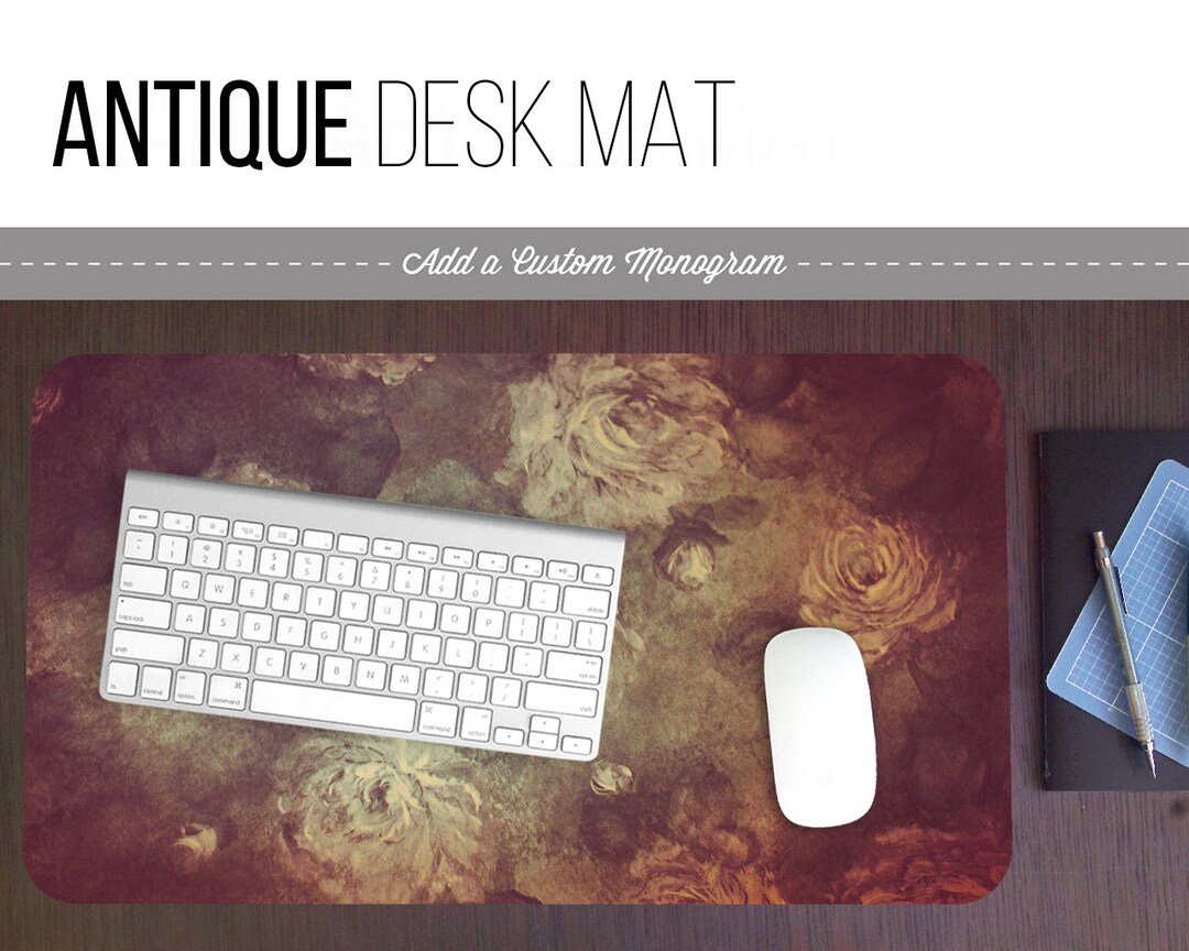 Antique Pattern Desk Mat W/ Custom Monogram - 3 Sizes - High Quality ...