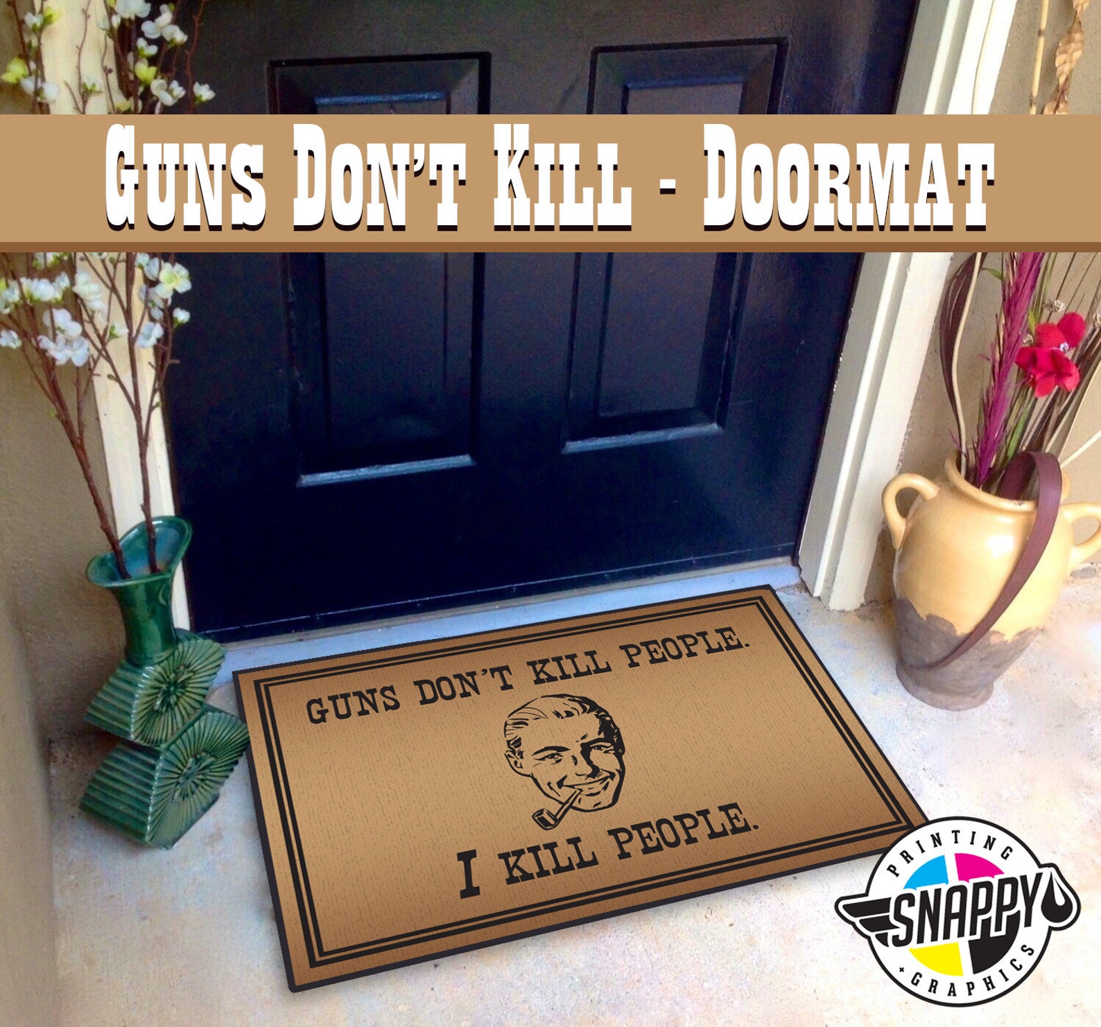 Guns Don't Kill People Welcome Mat Funny Retro Floor | Etsy