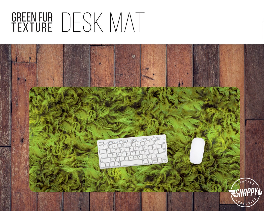 Green Fur Texture Print Desk Mat - Makeup Mat- Large Mousepad - 3 Sizes ...