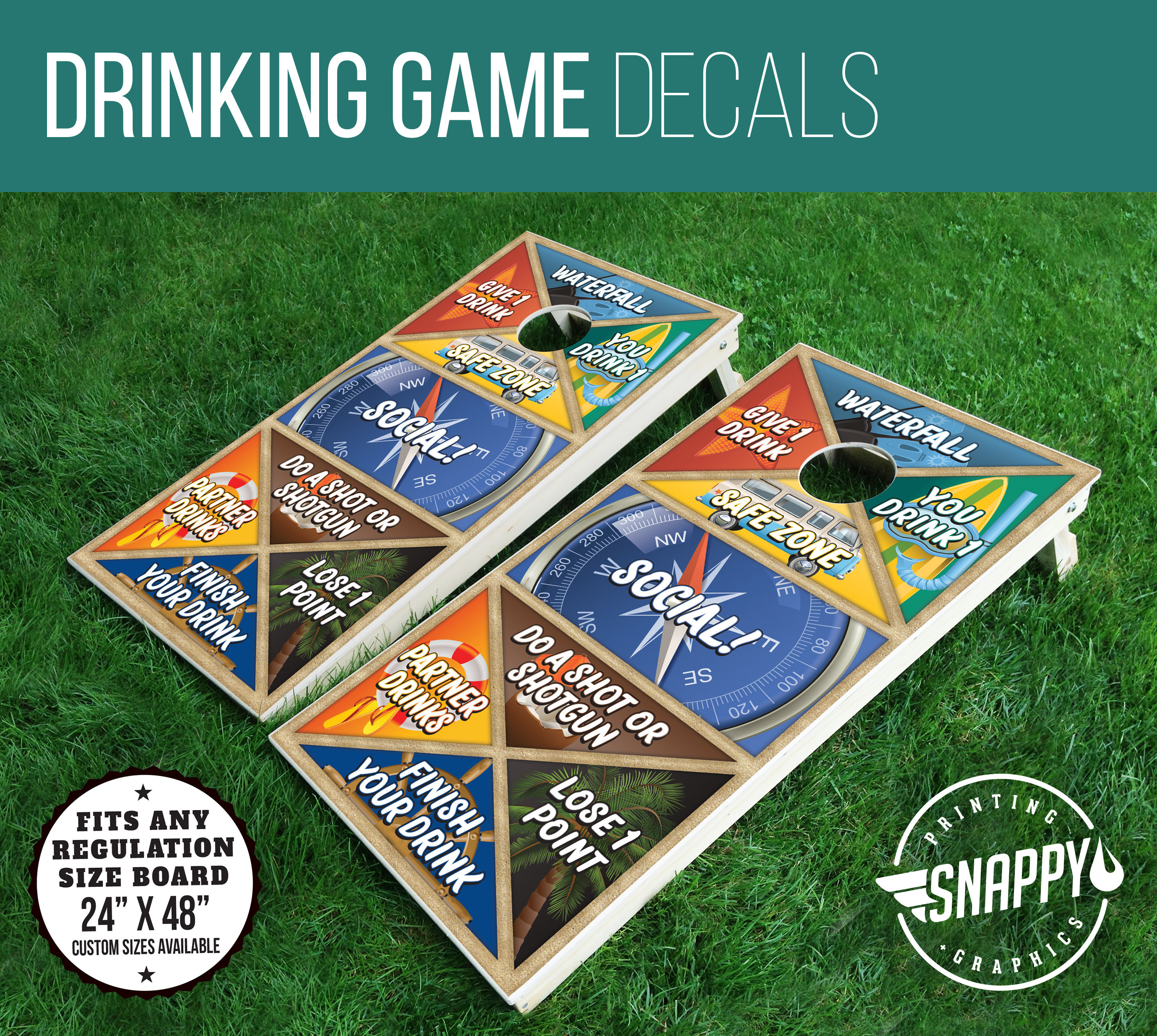 Drinking Game Cornhole Decals – Beach Theme, Vinyl Wraps (PAIR) - Etsy ...