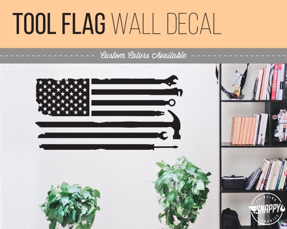 American Flag with Tools Wall Decal Display Vertical or | Etsy