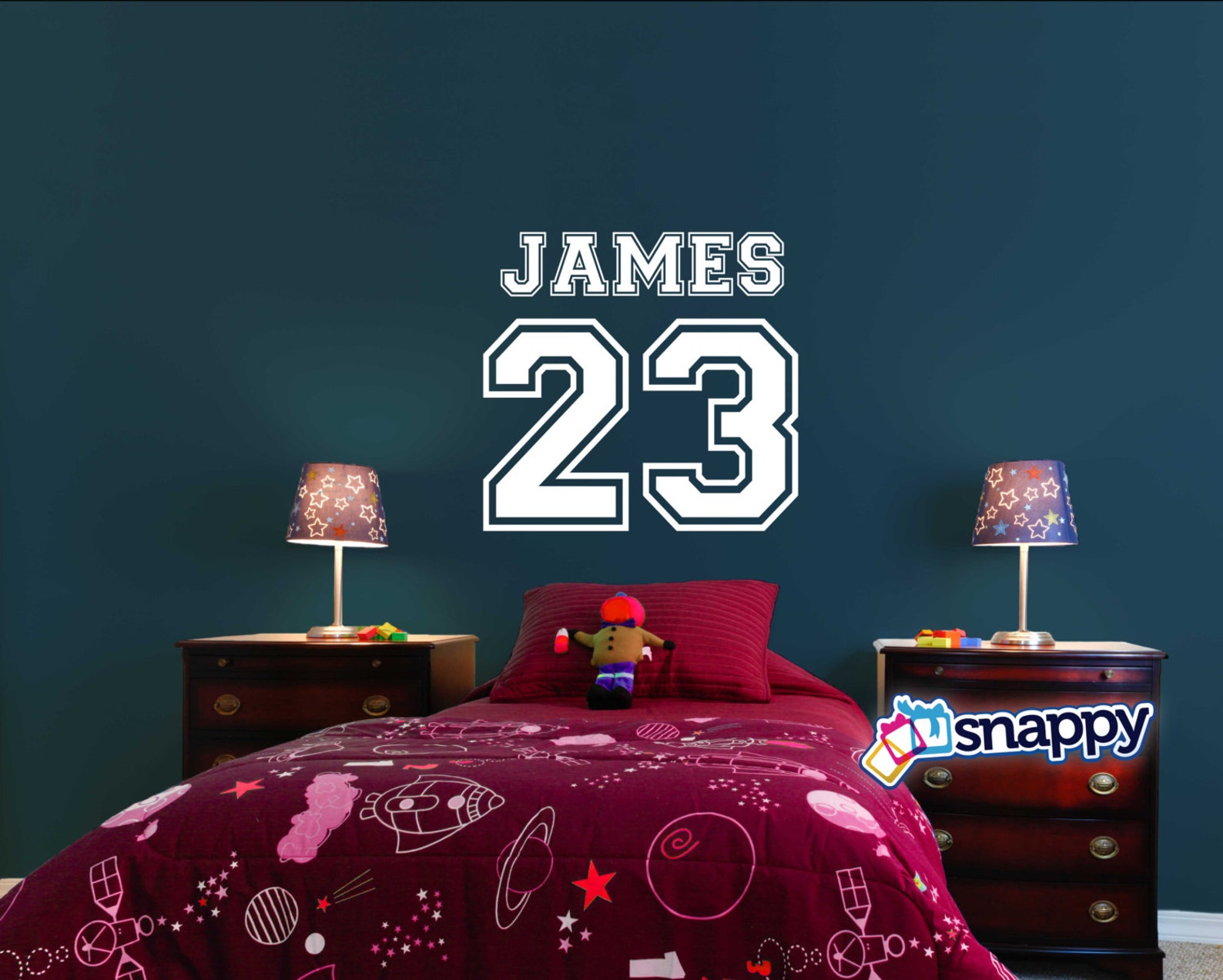 Sports Team Name & Number Custom Color Wall Decal Boys or | Etsy