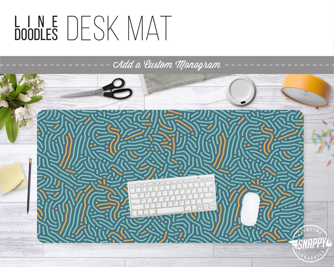 Line Doodle Pattern Desk Mat – Custom Monogram, Hand Washable - Etsy