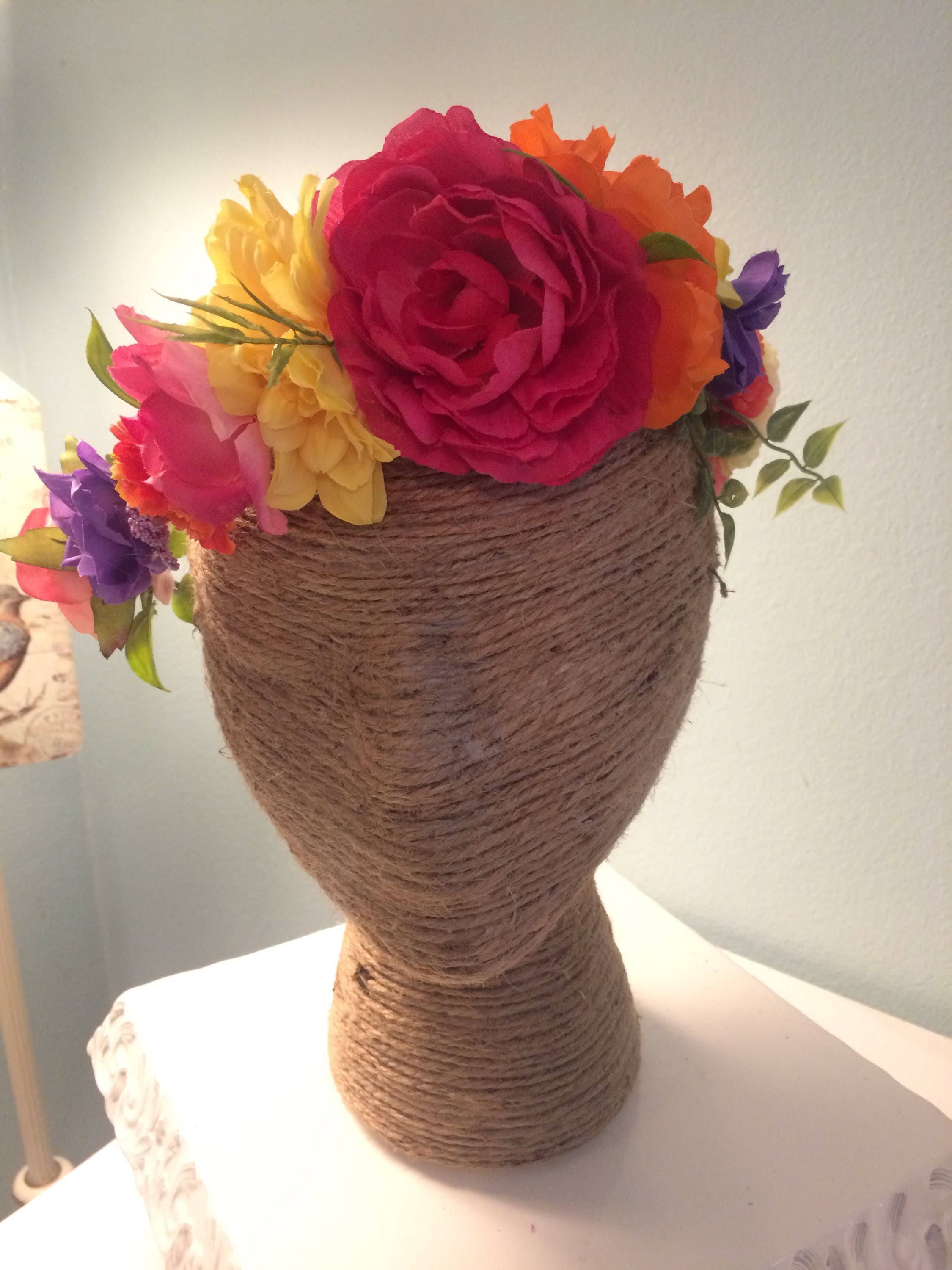 Fiesta Flower Crown Custom Made Frida Kahlo Crown Frida | Etsy