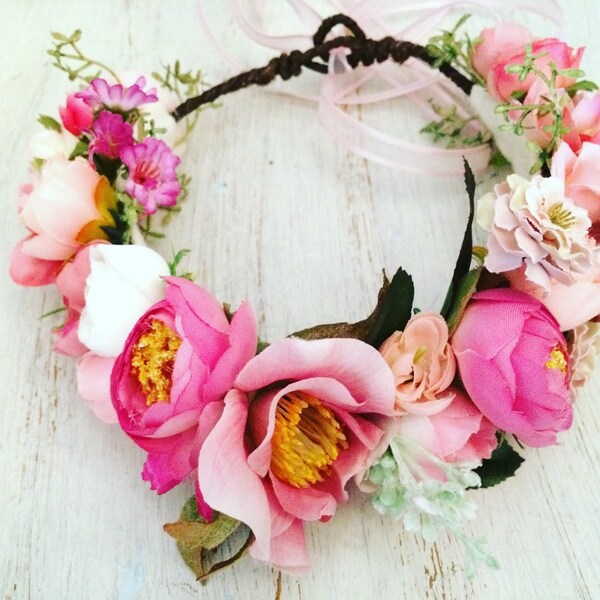 Silk Floral Crown - Etsy