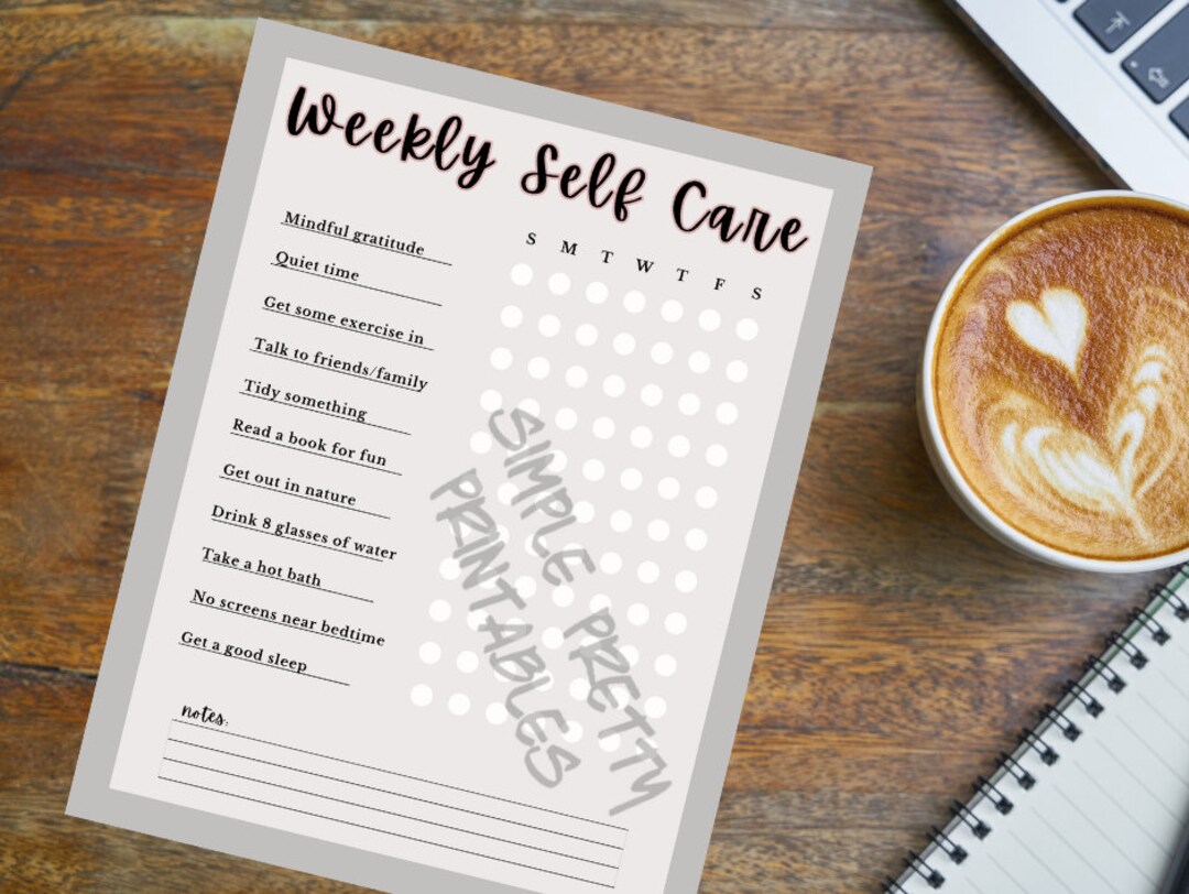 Weekly Self Care Chart - Emotional and Mental Health Log - Minimalist ...