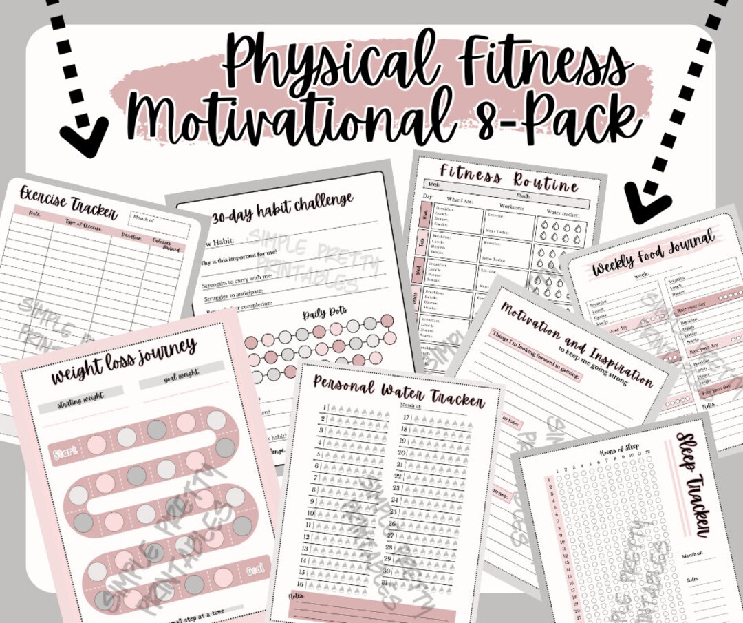 Fitness Printable Super Pack!! - Health Goals Worksheets - Minimalist ...
