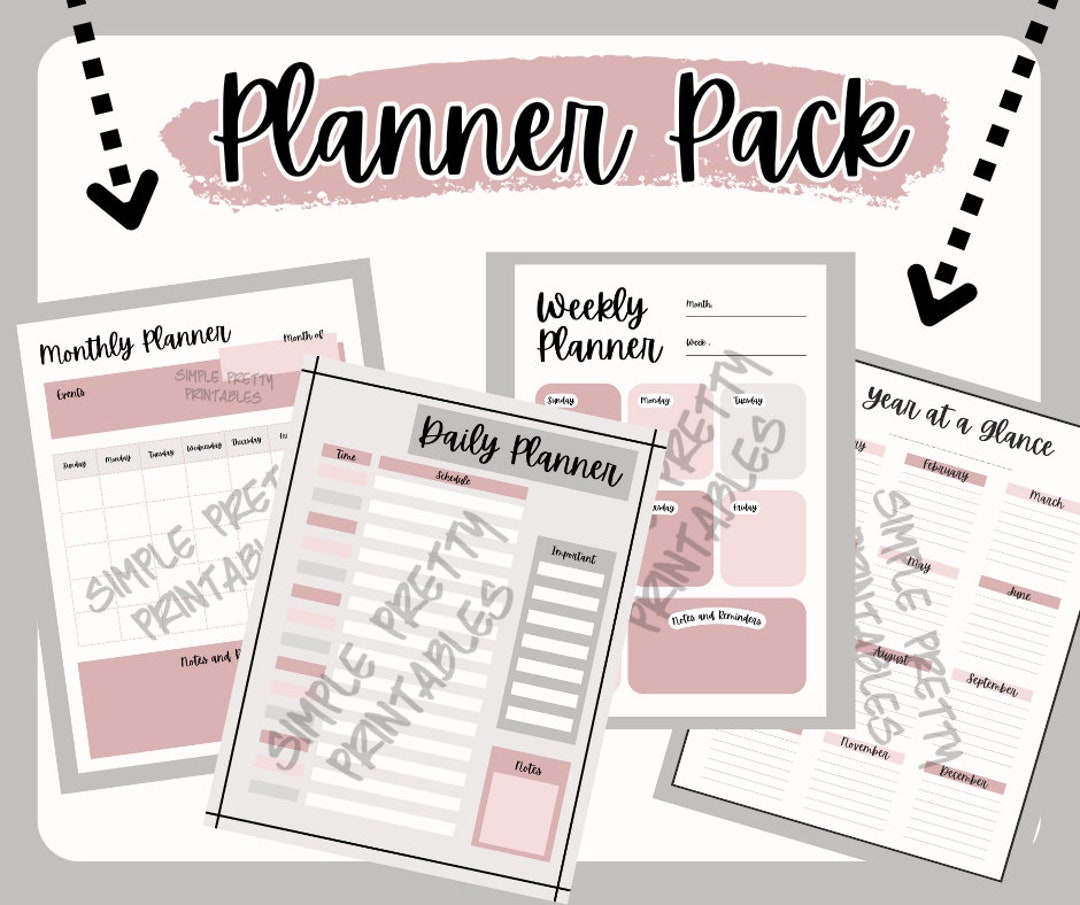 Planner Pack - Cute Minimalist Printables - Daily, Weekly, Monthly ...