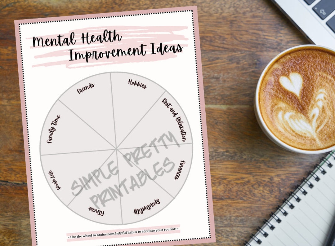 Mental Health Brainstorming Wheel - Minimalist Printable for Self Care ...