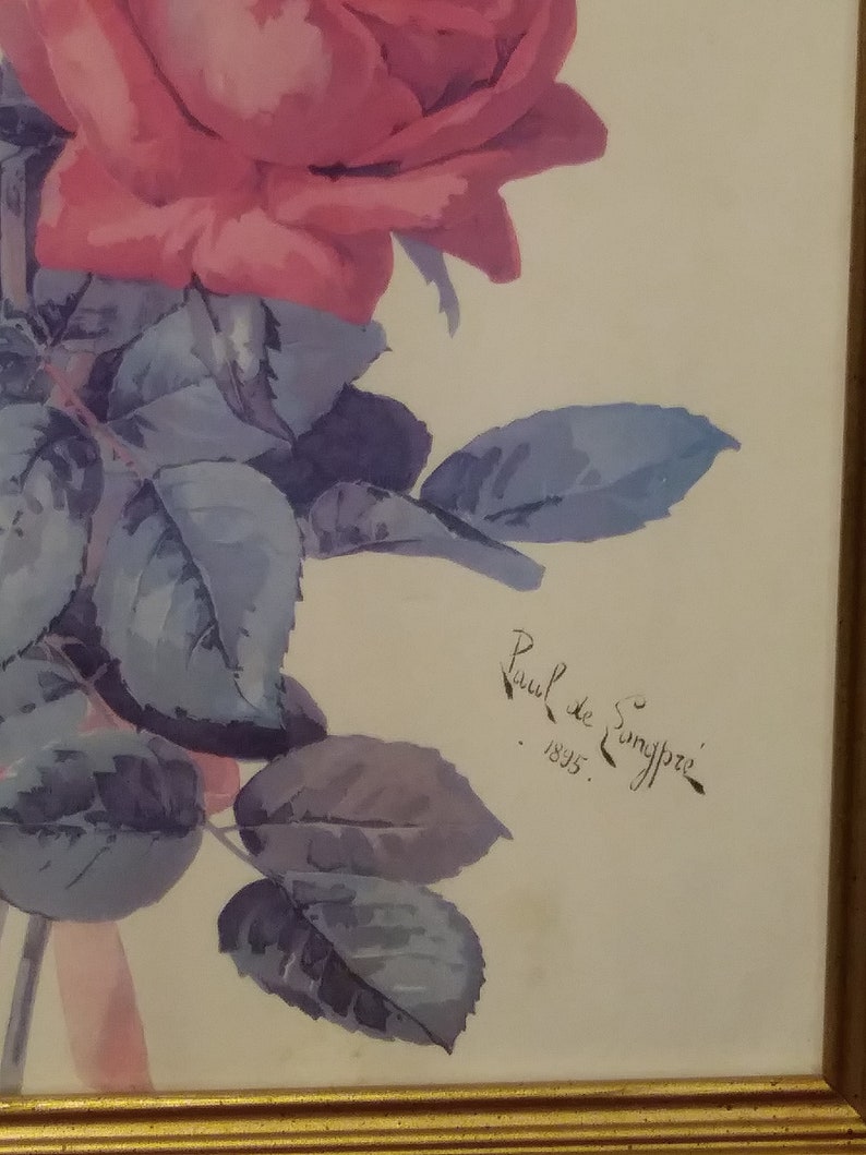 RARE Antique Paul De Longpre Signed Chromolithograph Pink Rose - Etsy