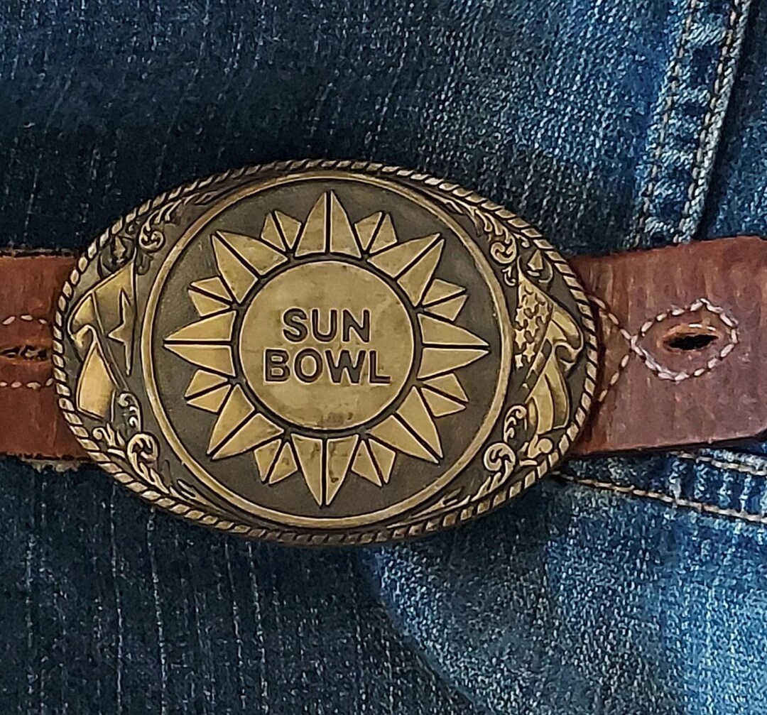 RARE Tony Lama Brass Belt Buckle Sun Bowl Western Accessory-texas ...