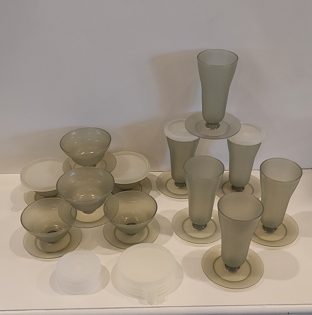 Vintage Tupperware Dessert Cups With Lids Smokey Gray Parfait & Pudding ...