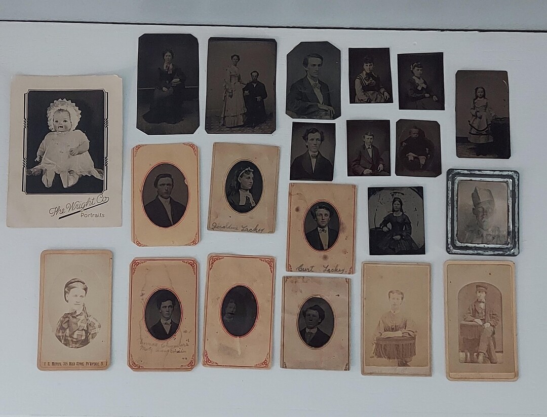 RARE 1800's Tintypes Ferrotypes Ambrotypes & Cabinet Card Photos 21 PC ...