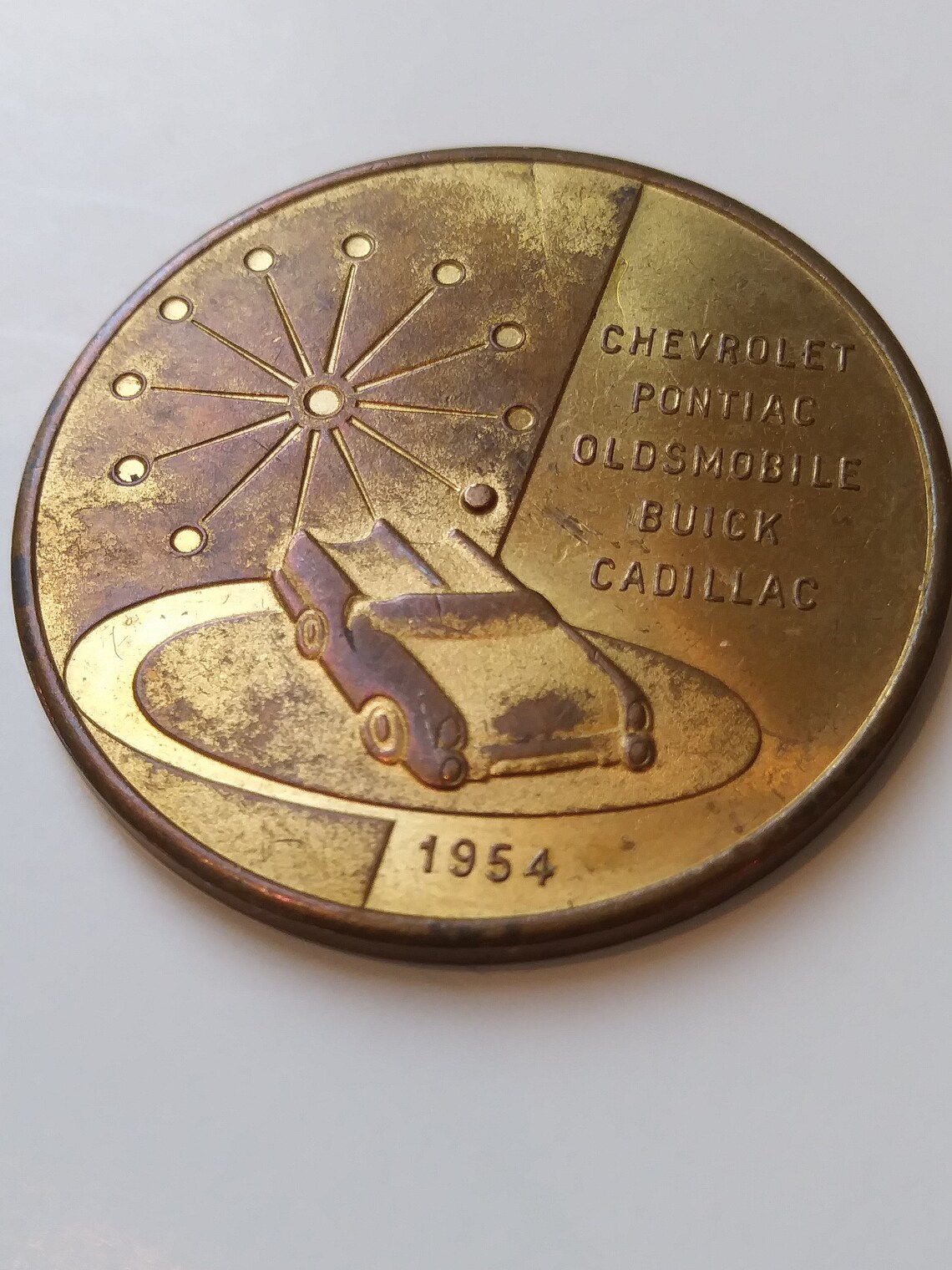 Vintage 1954 General Motors Brass Spinner Token-general Motors Motorama ...