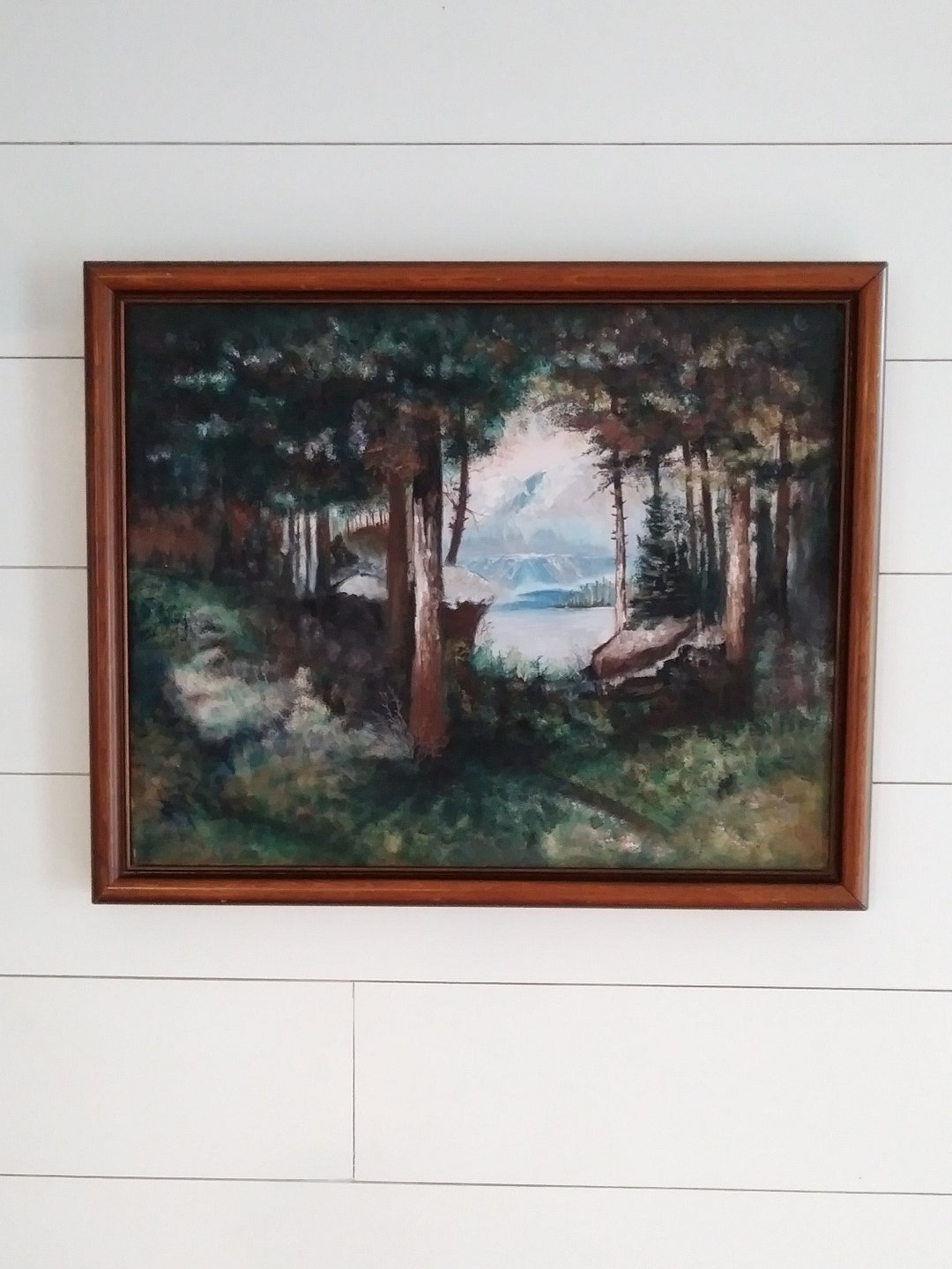 Vintage Original 'ray of Light' Landscape Lake Painting Signed-framed ...