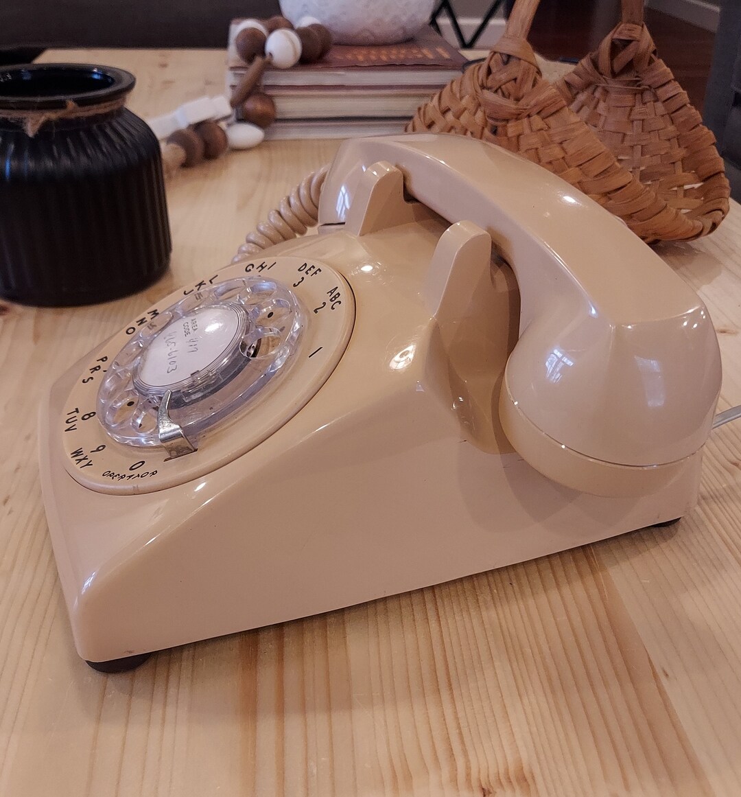 RARE Vintage Beige Rotary Desk Phone by Itt-tan Rotary Desk Phone Home ...