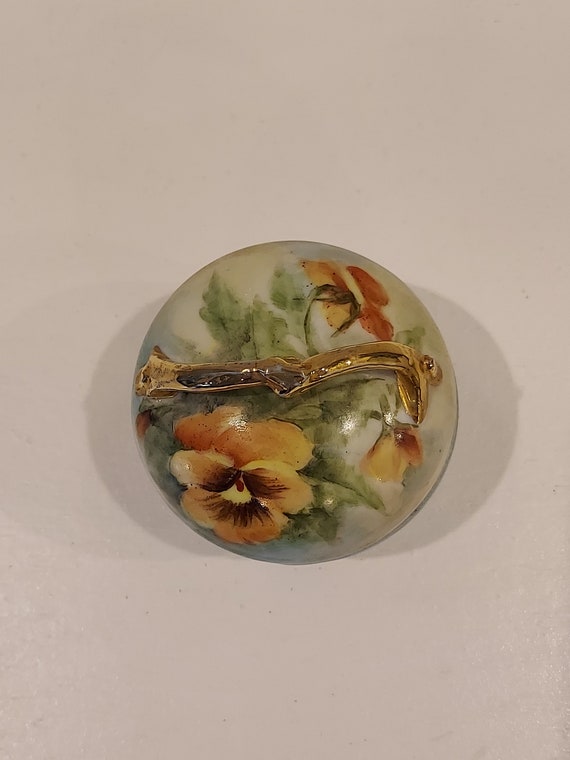 RARE Small German Trinket Dish Hand Painted Round Tri… - Gem