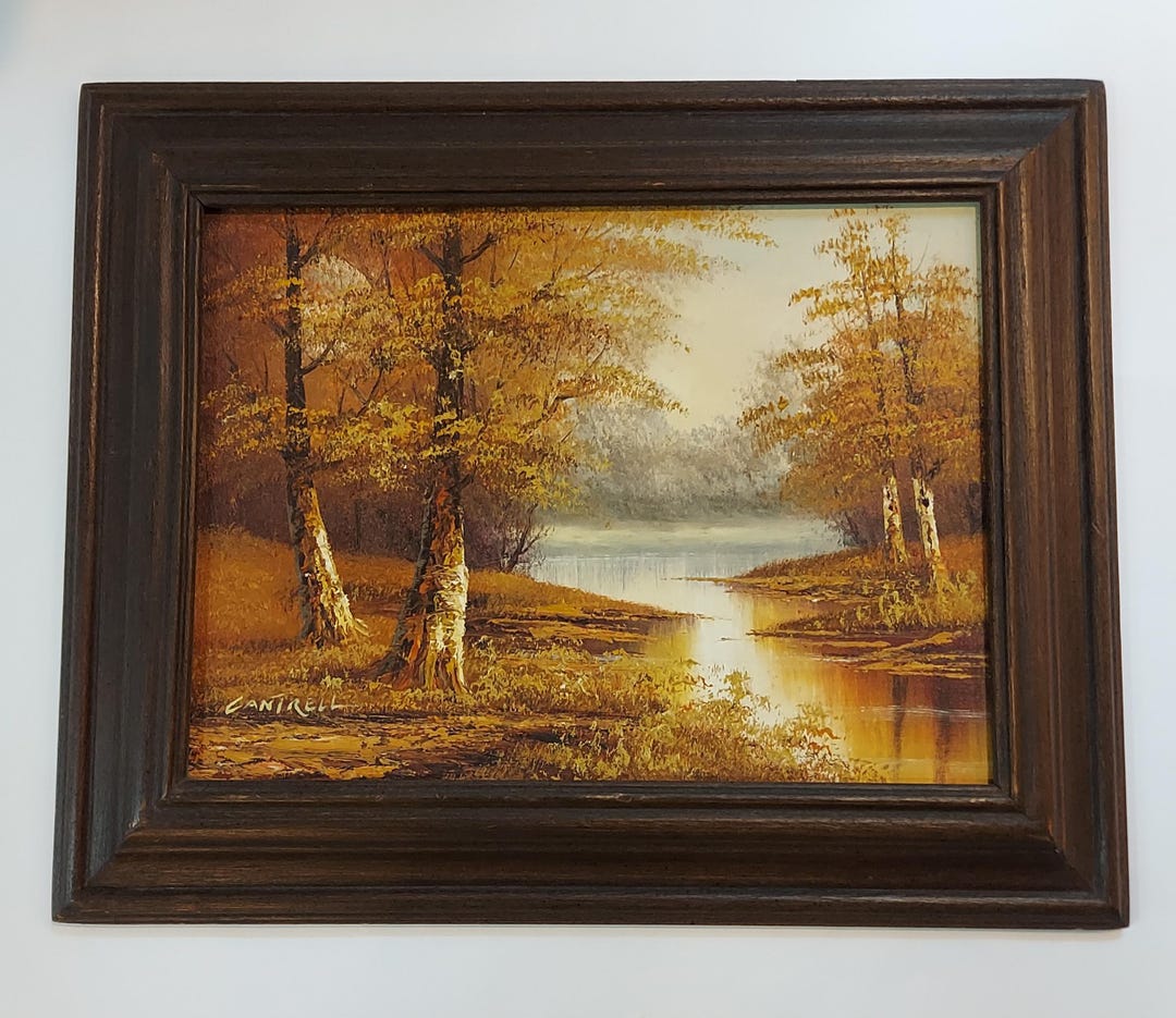 RARE Vintage Original Autumn Landscape Painting Signed Cantrell a ...