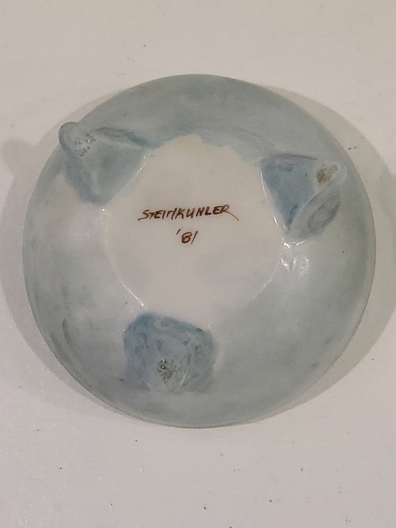 RARE Small German Trinket Dish Hand Painted Round Tri… - Gem